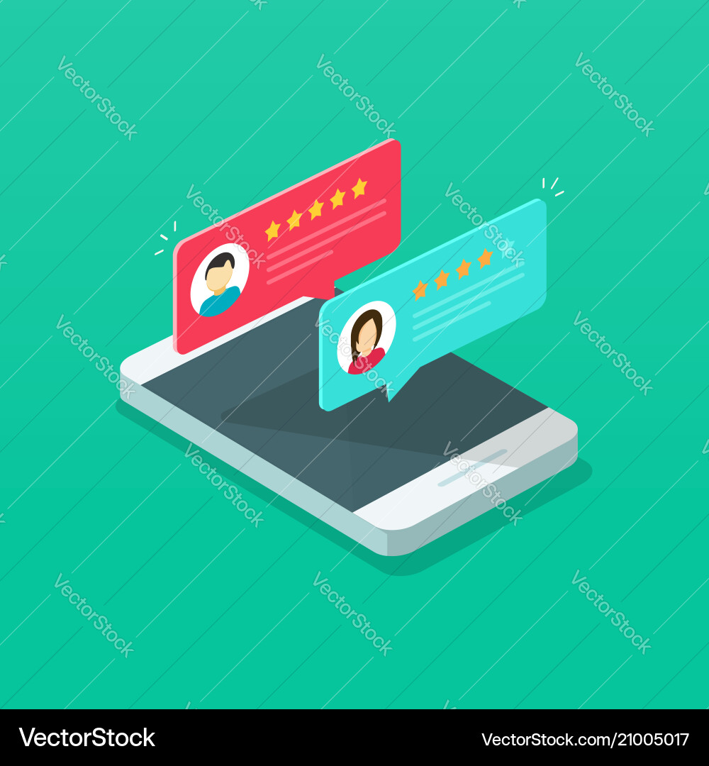 Review rating on mobile phone Royalty Free Vector Image