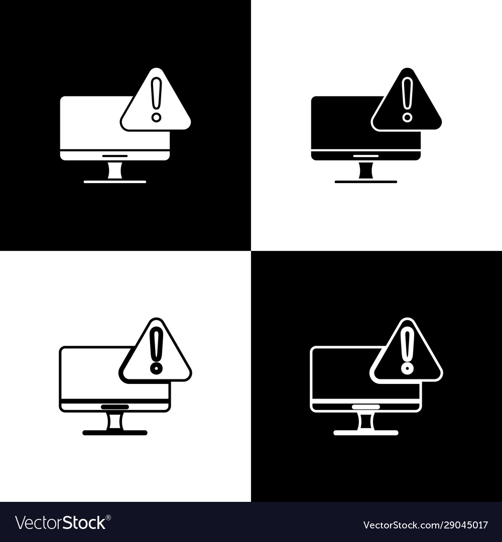 Set computer monitor with exclamation mark icon Vector Image
