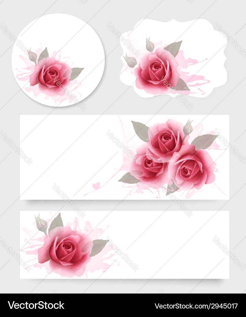 Set gift cards and banners with beautiful Vector Image
