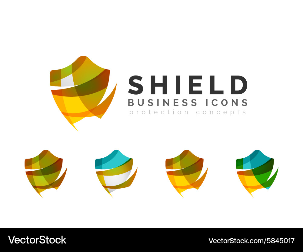Set of protection shield logo concepts Royalty Free Vector
