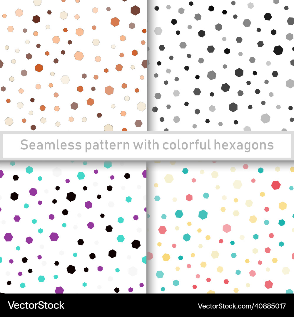 Set of seamless patterns with colorful hexagons Vector Image