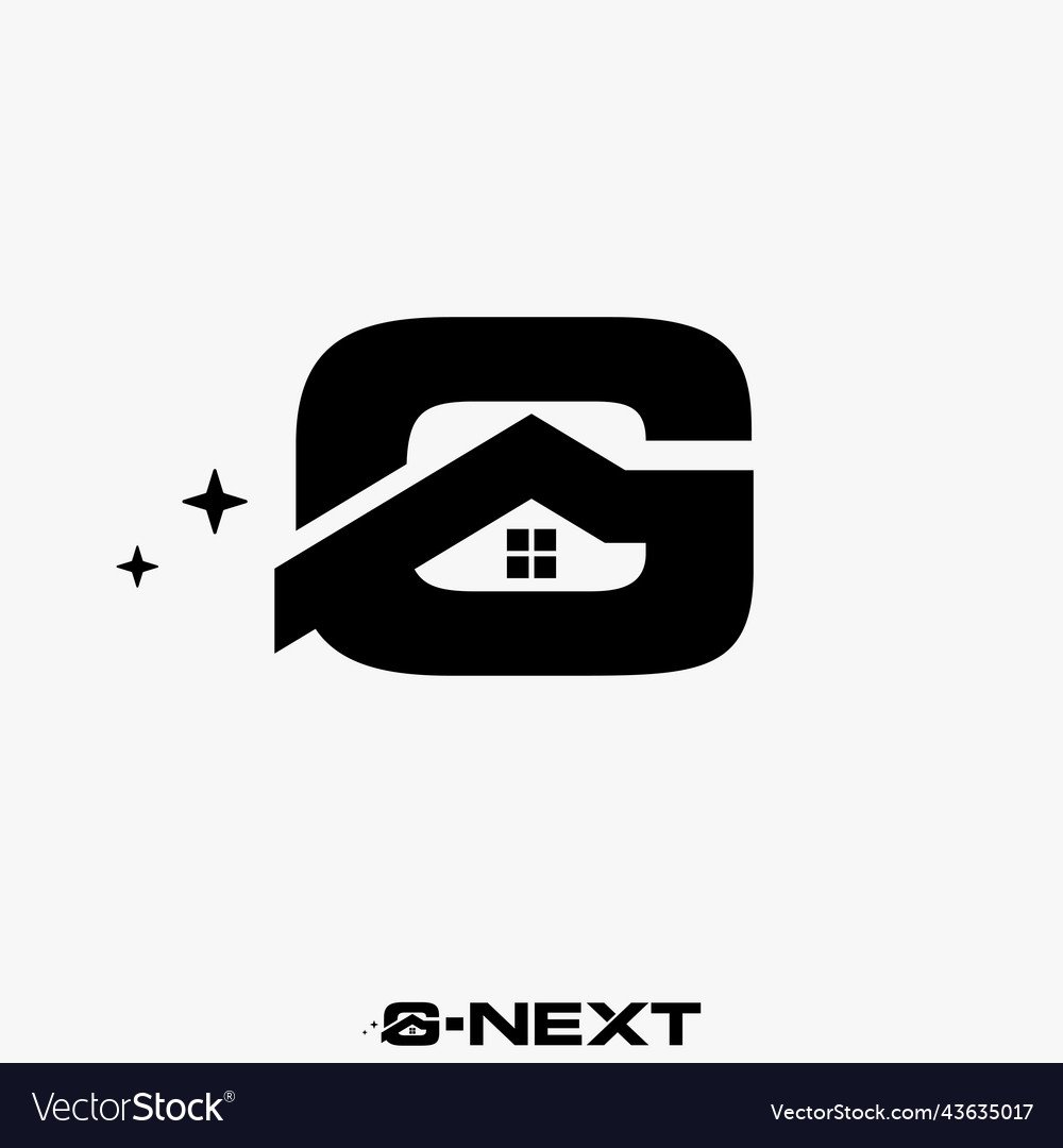 Unique letter word g sans serif font roof house Vector Image