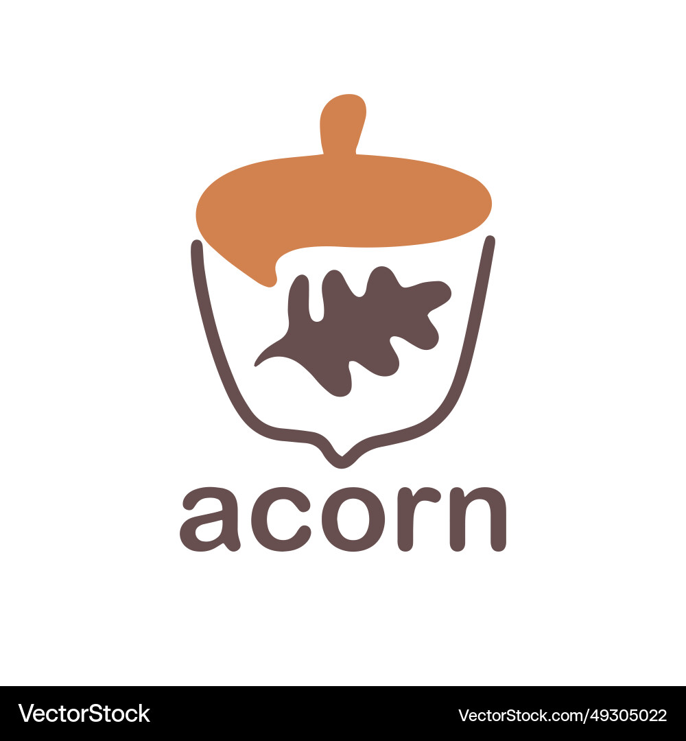 Acorn logo template design with leaves Royalty Free Vector
