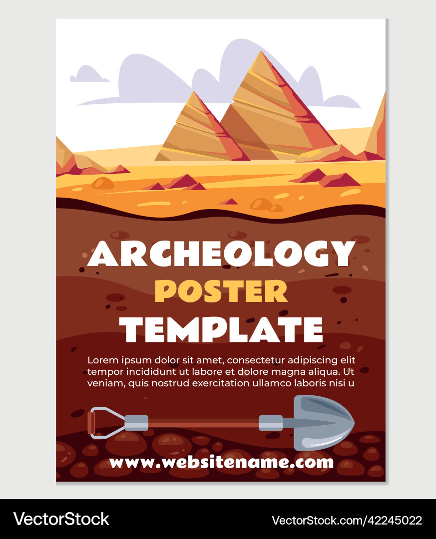 Archeology flyer poster card template Royalty Free Vector