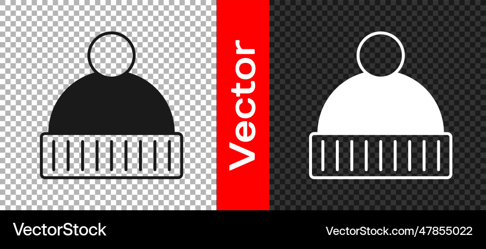 Black beanie hat icon isolated on transparent Vector Image