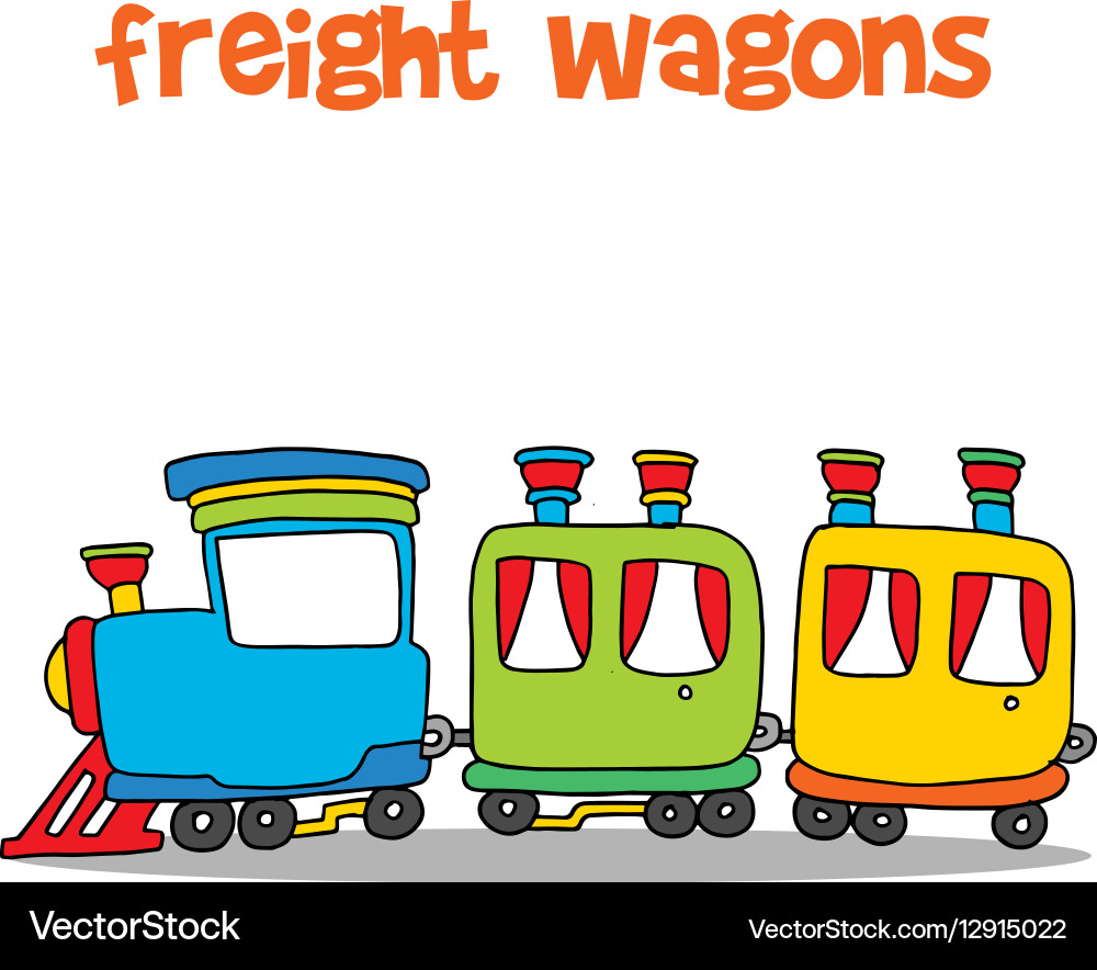 Cartoon transportation freight wagons Royalty Free Vector