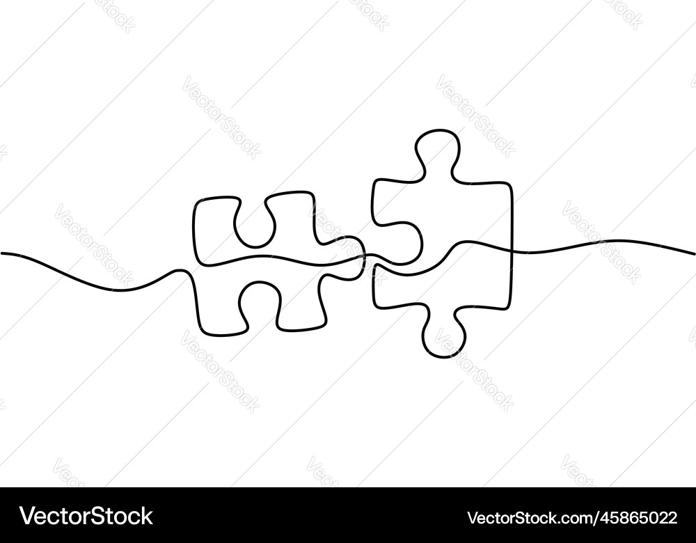 Continuous one line drawing of two pieces Vector Image
