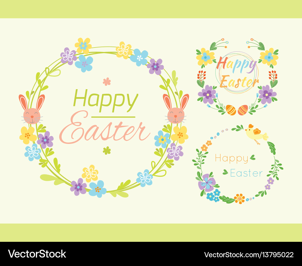 Happy easter hand drawn badge with lettering Vector Image