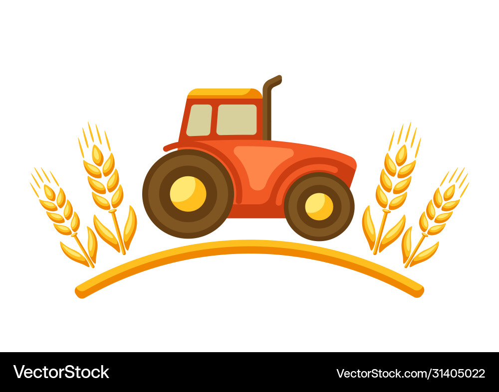 Harvest Tractor with Wheat Field Royalty Free Vector Image