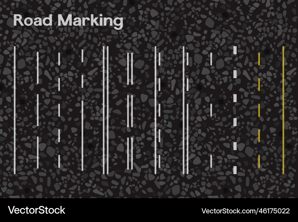 Horizontal road markings set dividing lines Vector Image