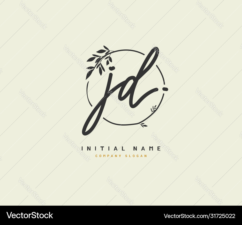 J d jd beauty initial logo handwriting Royalty Free Vector