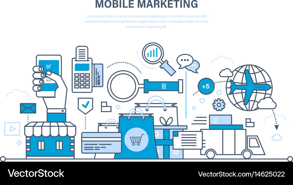 Mobile marketing analysis statistics shopping Vector Image