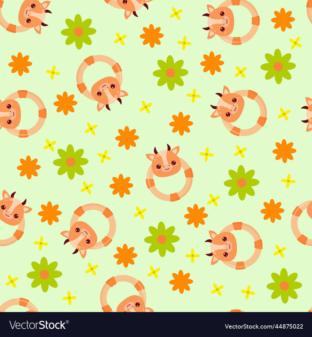 Seamless pattern with animals on a green Vector Image