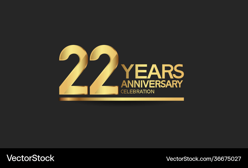 22 years anniversary celebration with elegant Vector Image