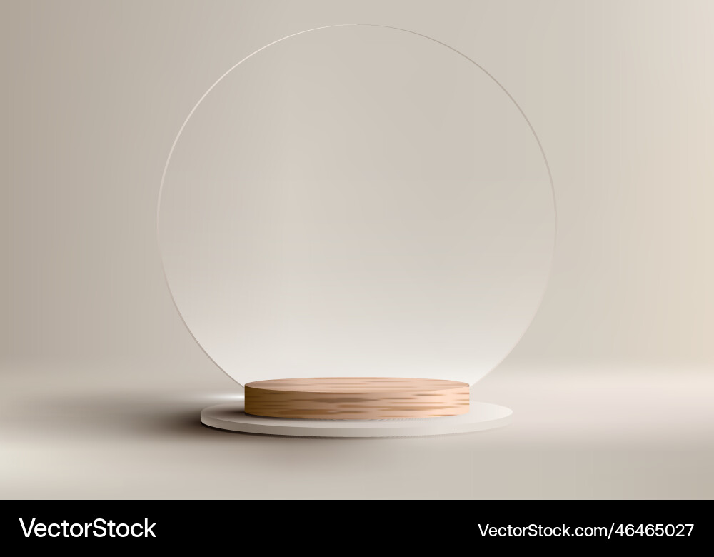 3d realistic empty studio room wooden cylinder Vector Image