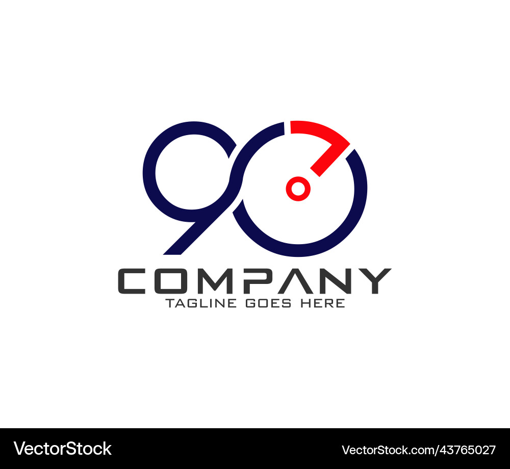 90 watch logo design number logo Royalty Free Vector Image