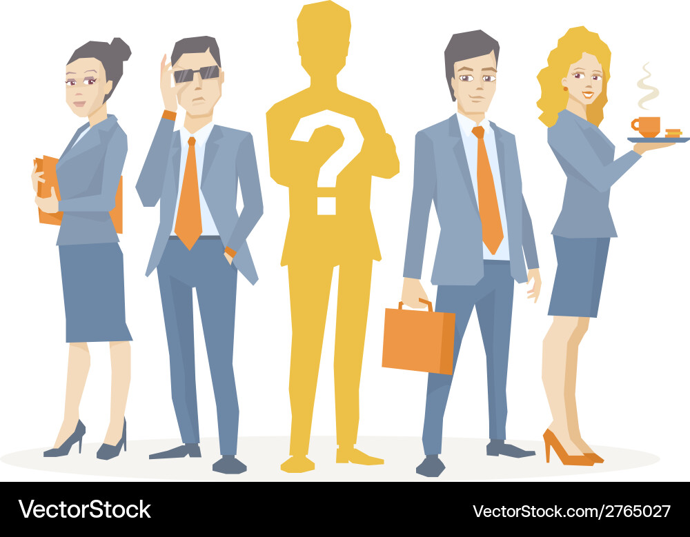 A business team standing together Royalty Free Vector Image