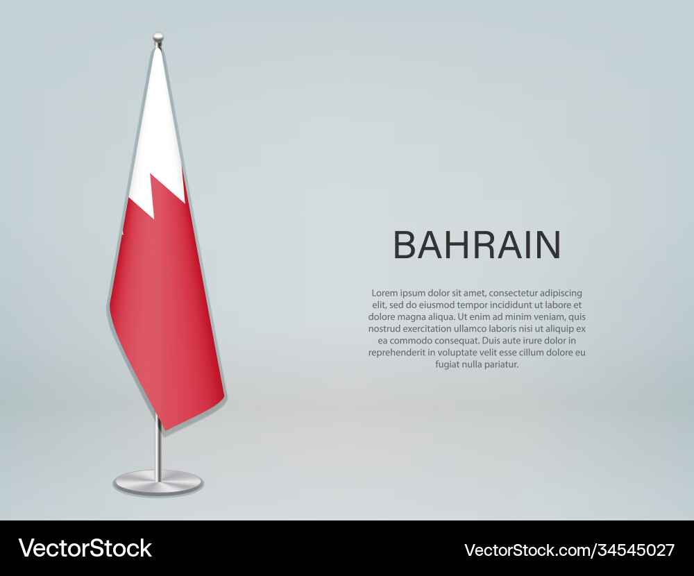 Bahrain hanging flag on stand template Royalty Free Vector
