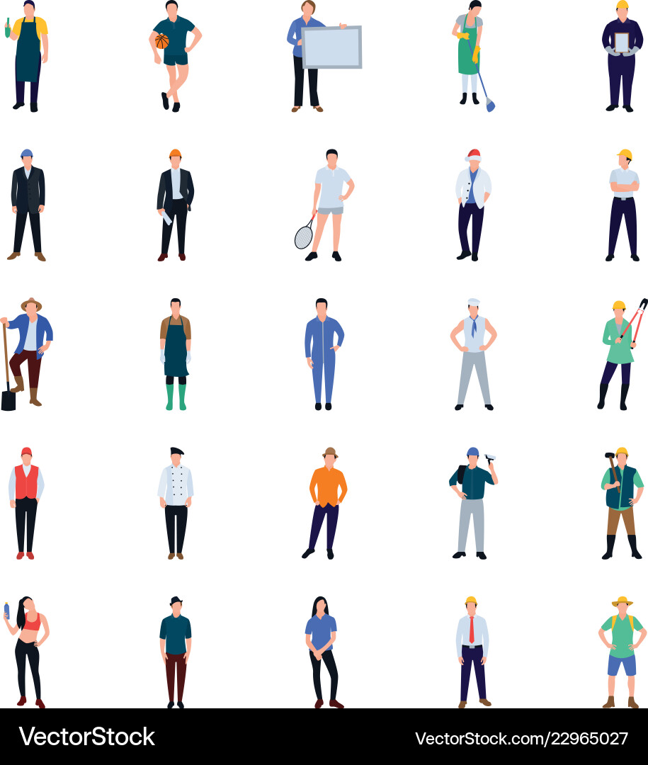 Business professions flat icons Royalty Free Vector Image