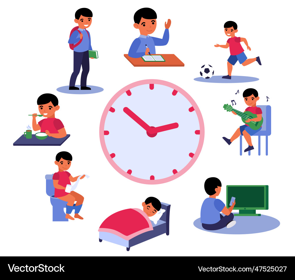 Cartoon schedule for child life Royalty Free Vector Image