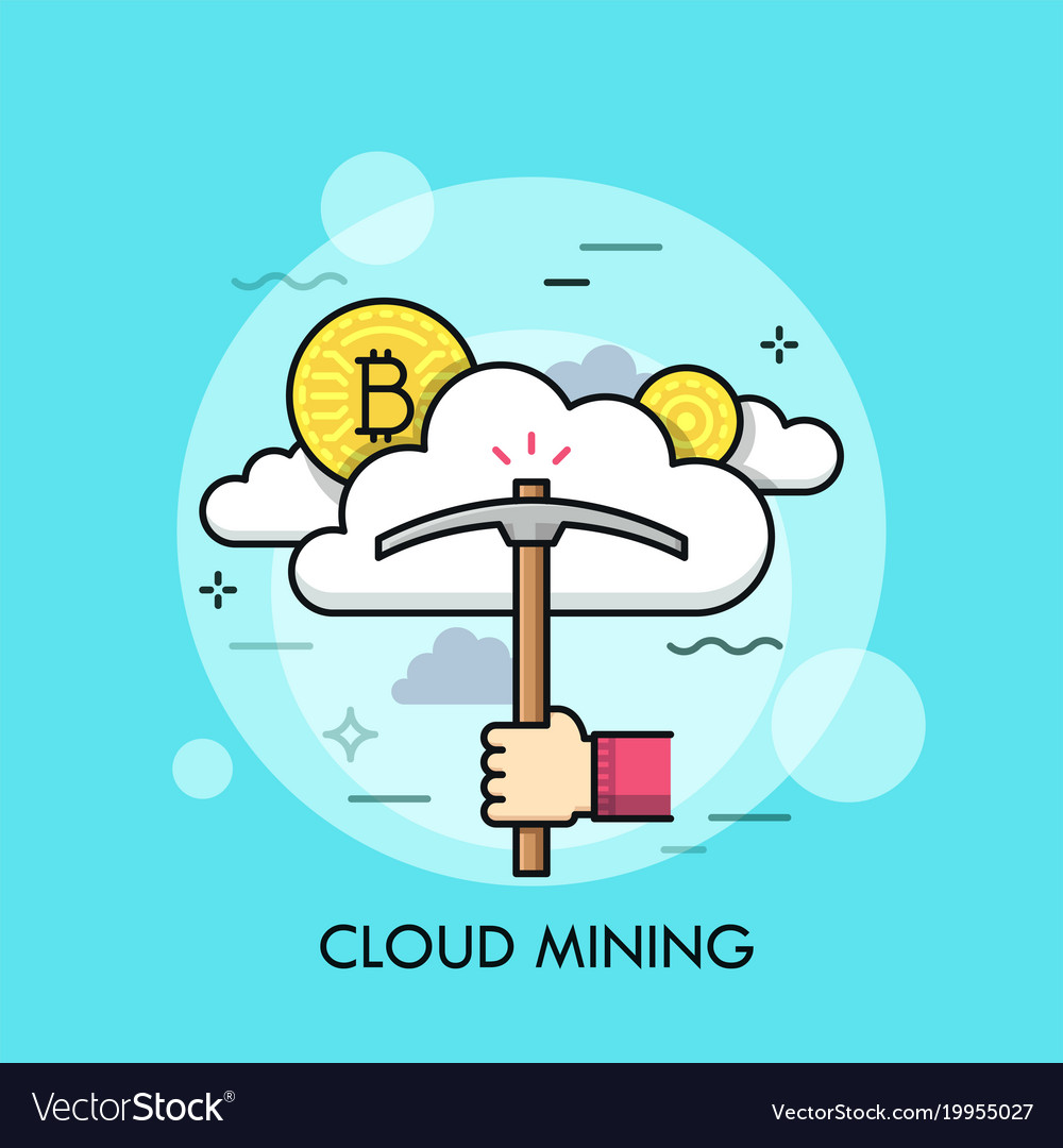 Cloud mining thin line concept Royalty Free Vector Image Cloud mining thin line concept Royalty Free Vector Image