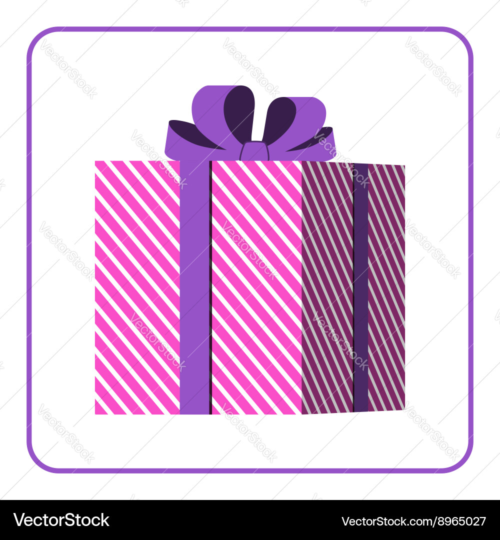 Colorful wrapped gift box icon pink Royalty Free Vector
