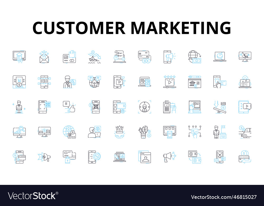 Customer marketing linear icons set retention Vector Image Customer marketing linear icons set retention Vector Image