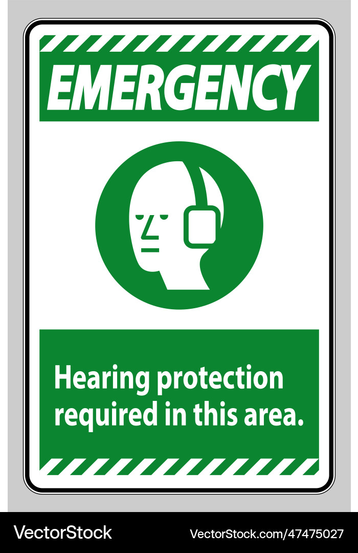 Emergency ppe sign hearing protection required Vector Image