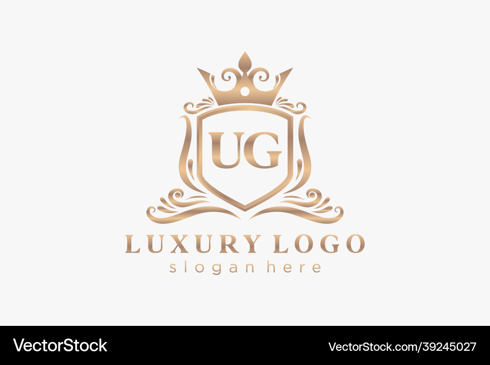 Initial ug letter royal luxury logo template Vector Image