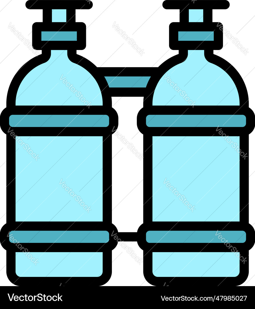Oxygen double tank icon flat Royalty Free Vector Image