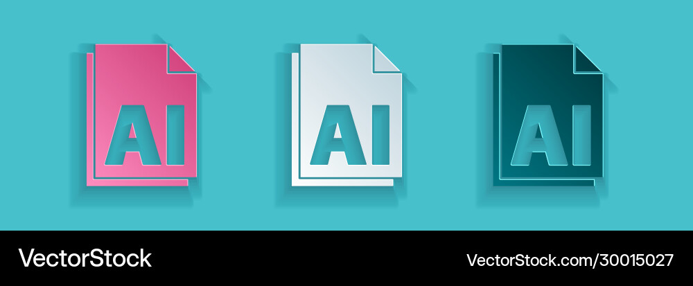 Paper cut ai file document download ai button Vector Image