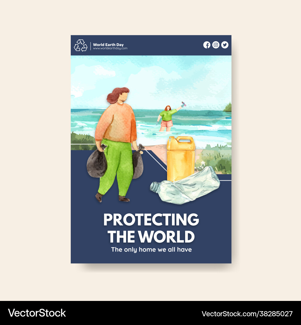 Poster template with earth day concept design Vector Image