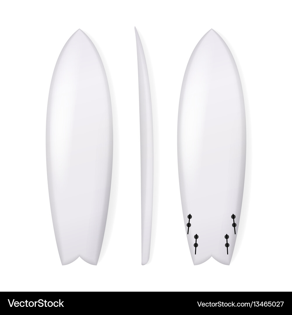 Realistic surfboard white surfing board Royalty Free Vector