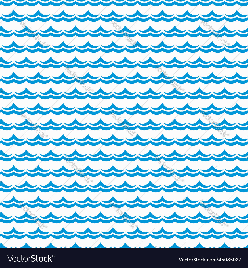 Sea ocean blue waves seamless pattern background Vector Image