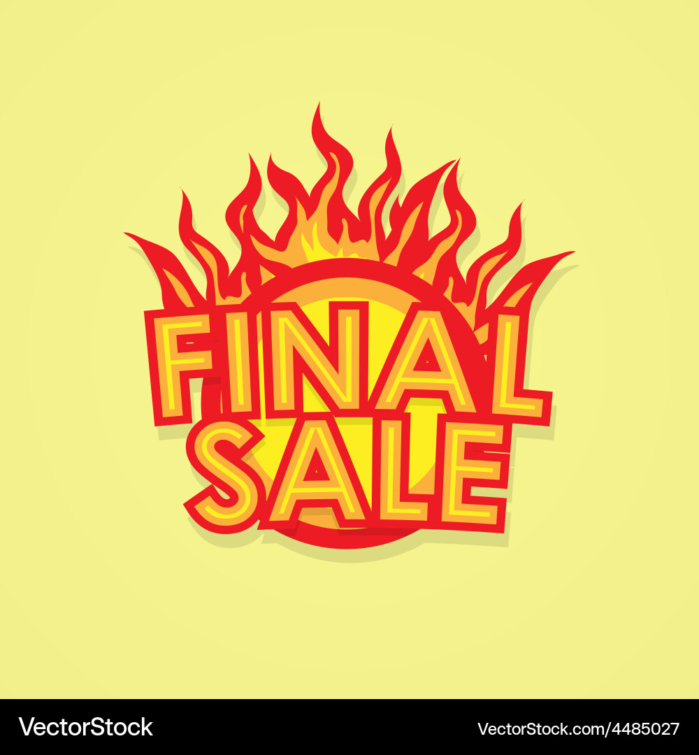 Sign sale offer with fire Royalty Free Vector Image