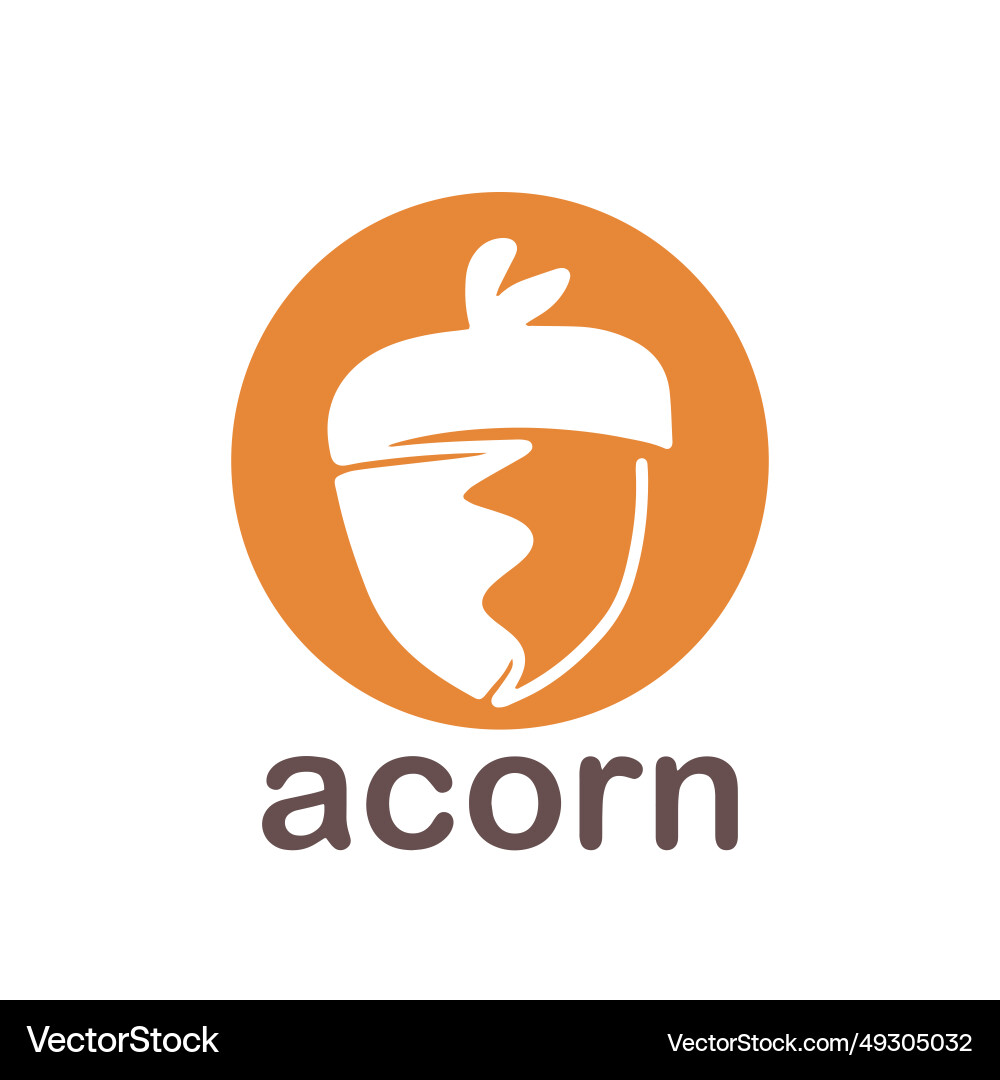 Acorn logo template design with leaves Royalty Free Vector