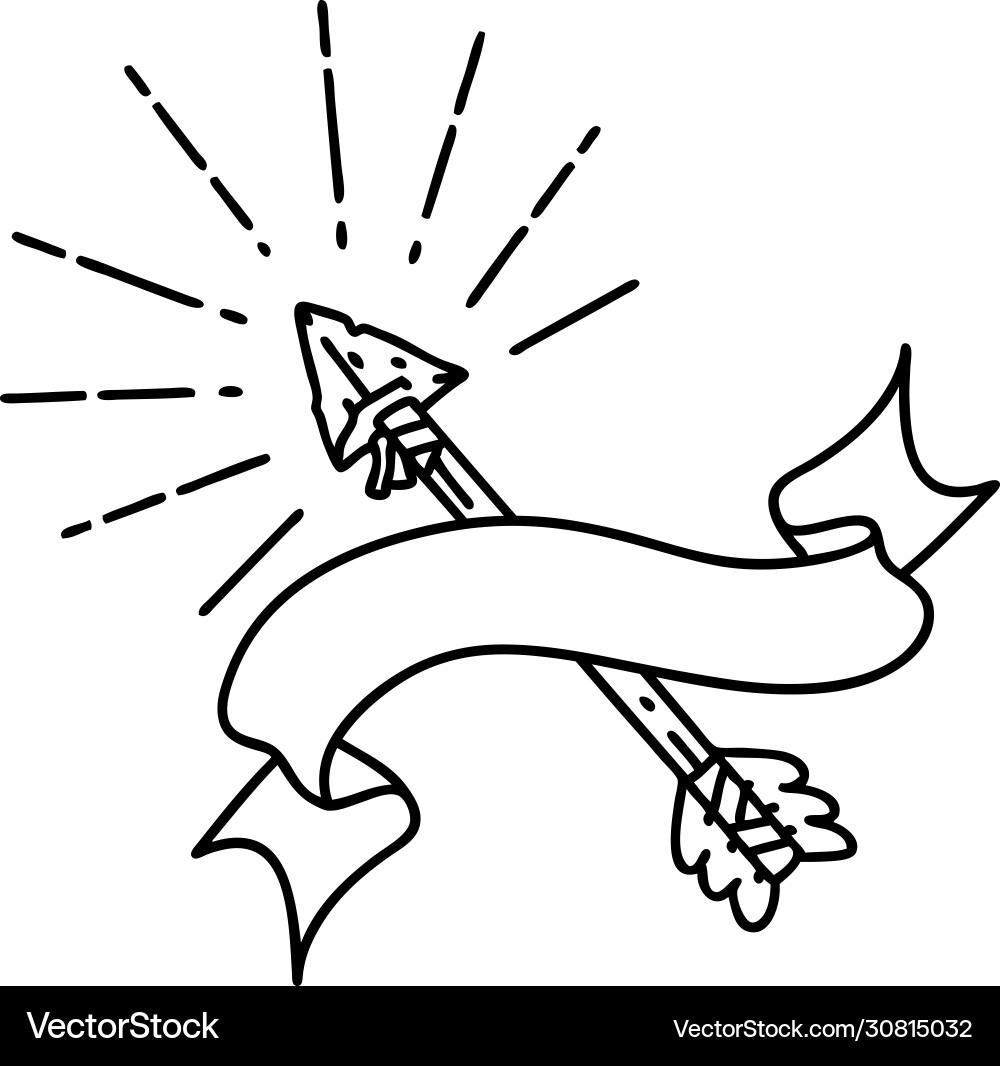Banner with black line work tattoo style old Vector Image