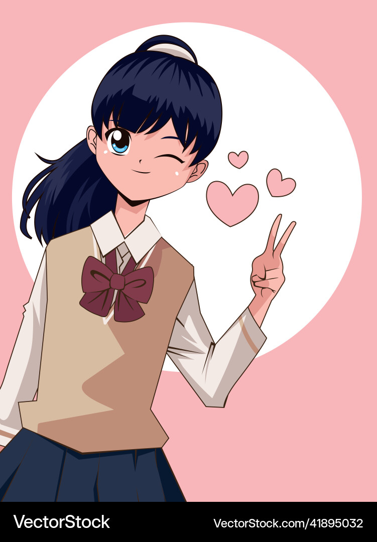 Cute anime girl Royalty Free Vector Image - VectorStock