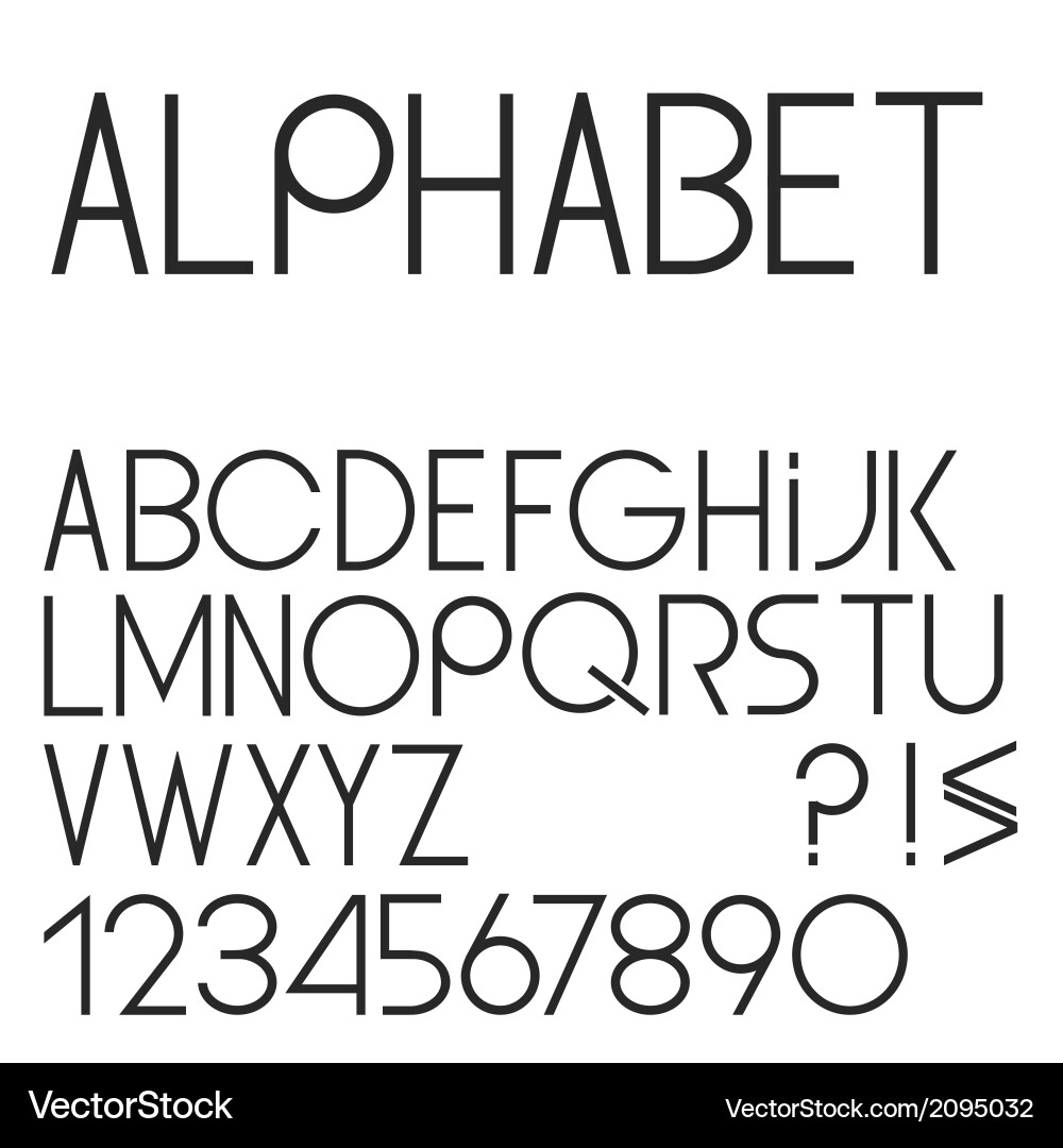 Elegant simple black font numbers and punctuation Vector Image