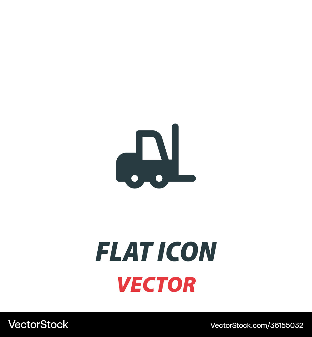 Fork lift truck loader icon in a flat style Vector Image