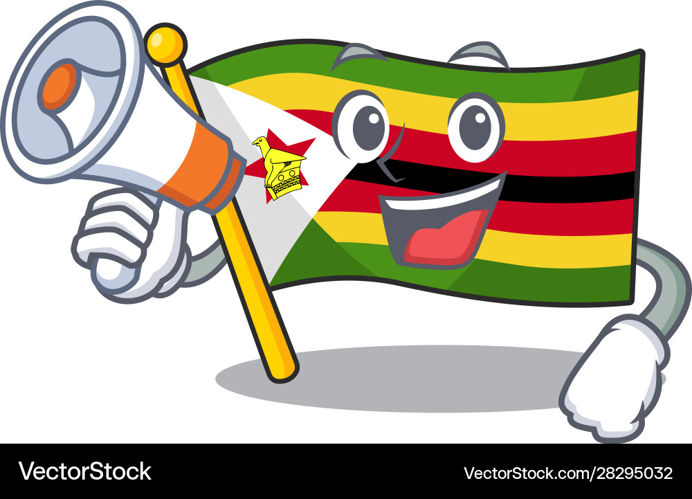 Funny cartoon style flag zimbabwe Royalty Free Vector Image