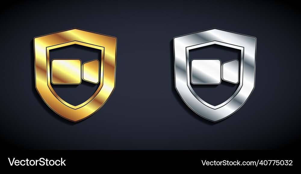 Gold and silver video chat conference icon Vector Image