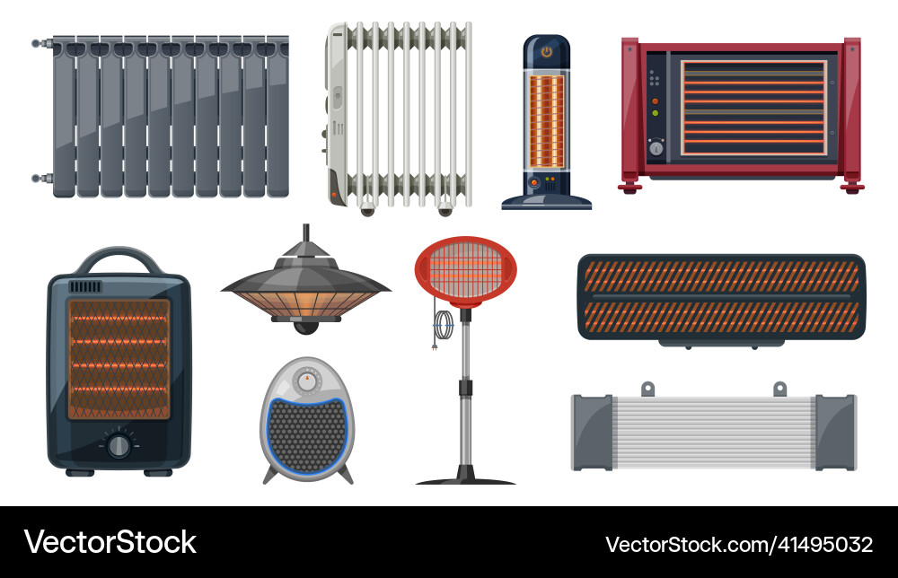 Heaters radiators and air heating appliances Vector Image