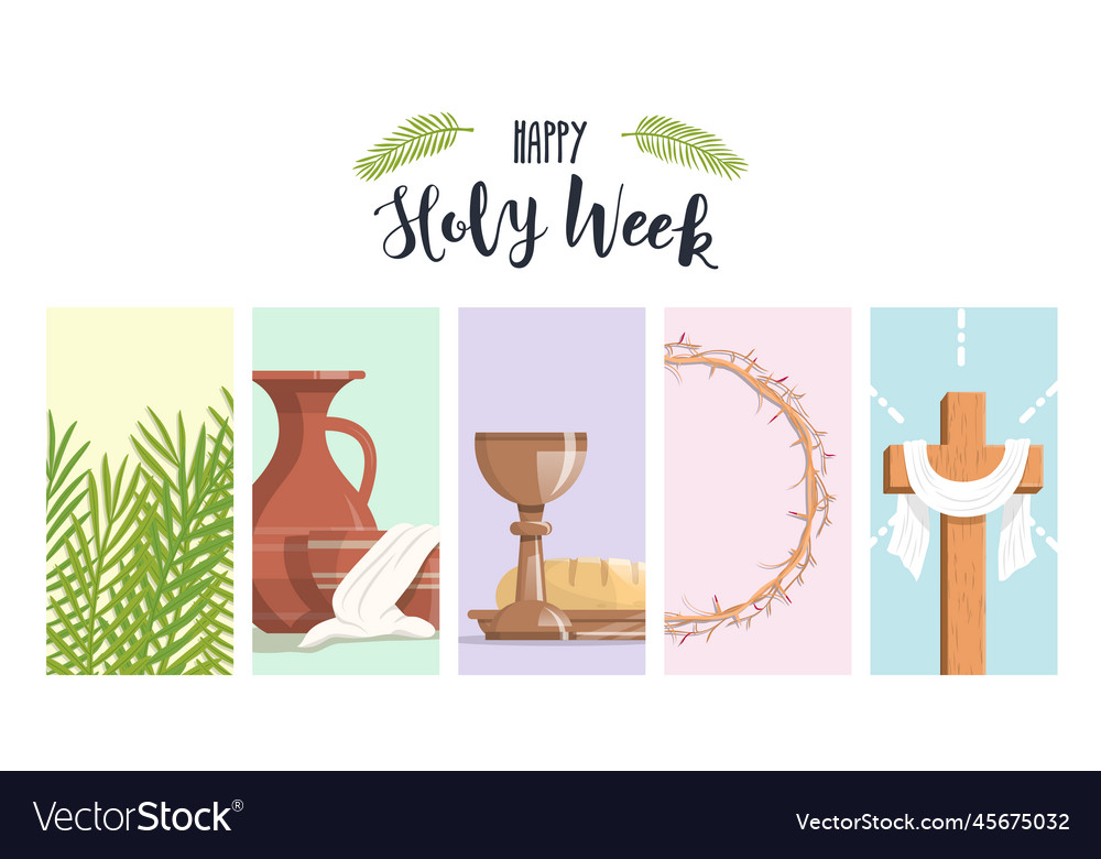 Holy week banner with palm branches the washing Vector Image