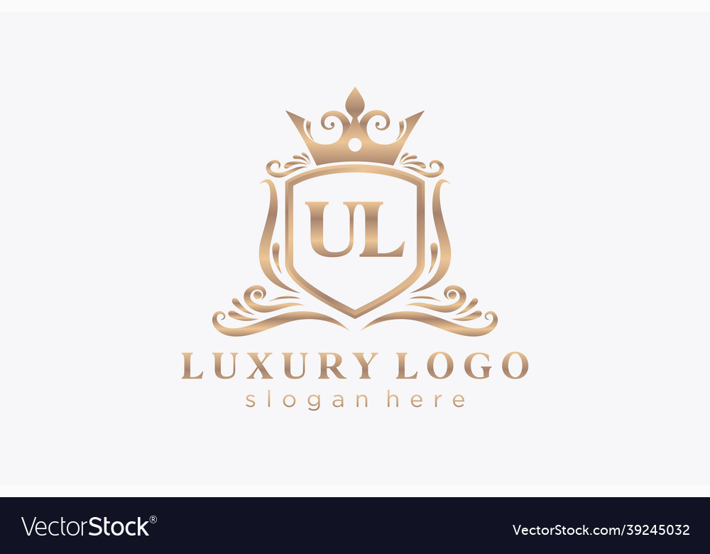 Initial ul letter royal luxury logo template Vector Image