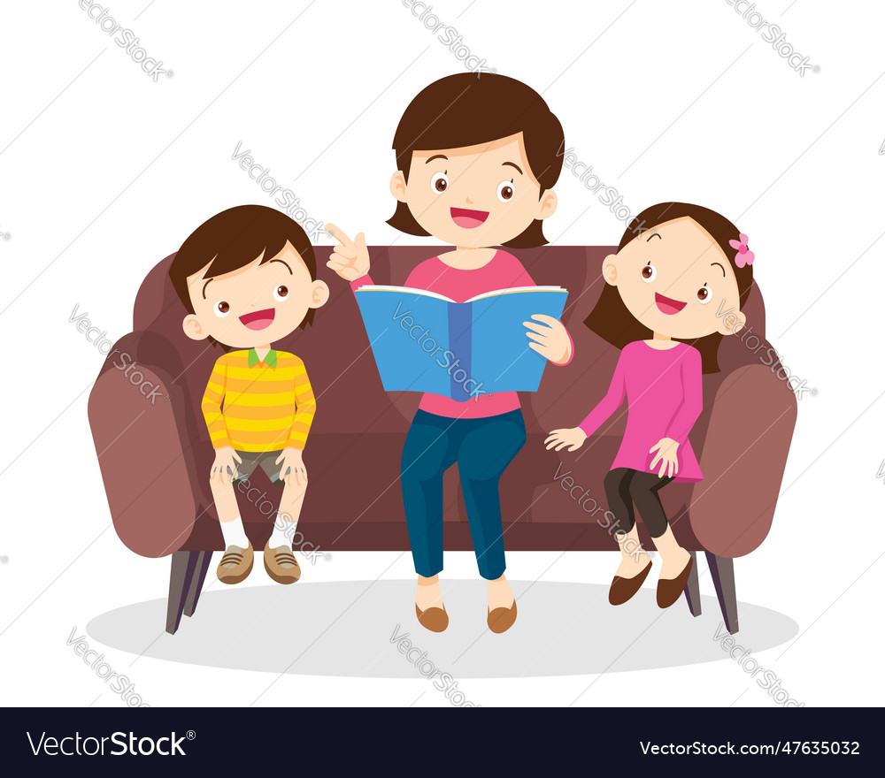 Mother read fairy tales to their children Vector Image