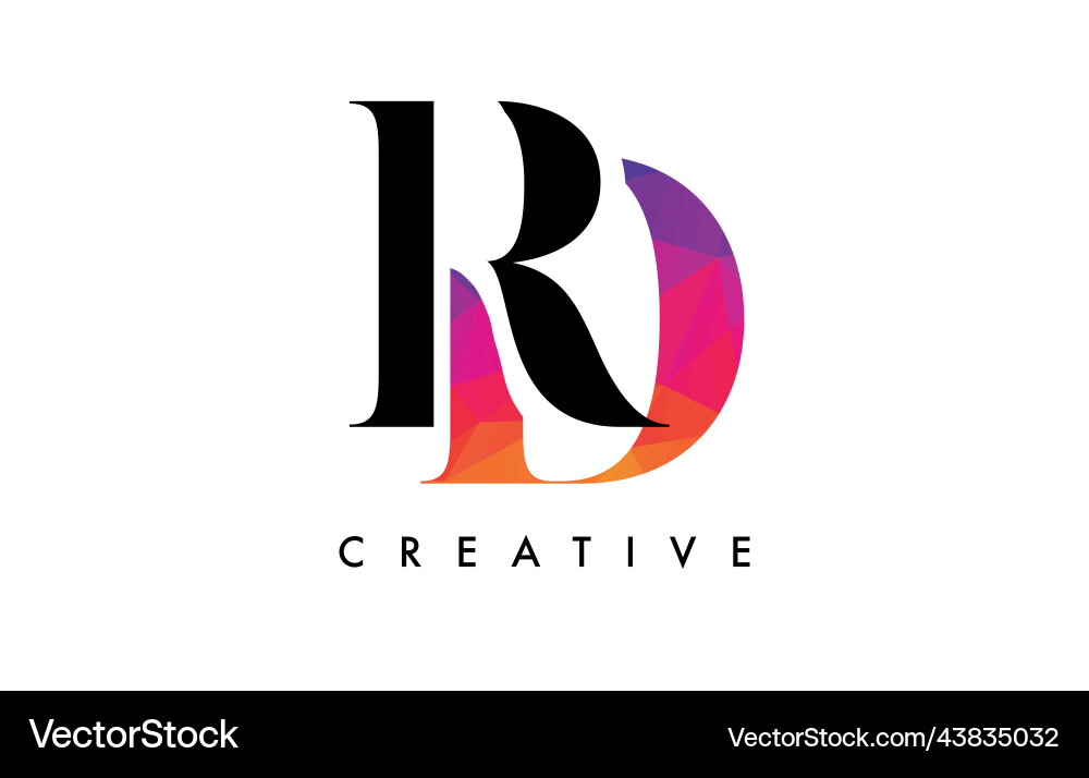 Rd letter design with creative cut and colorful Vector Image