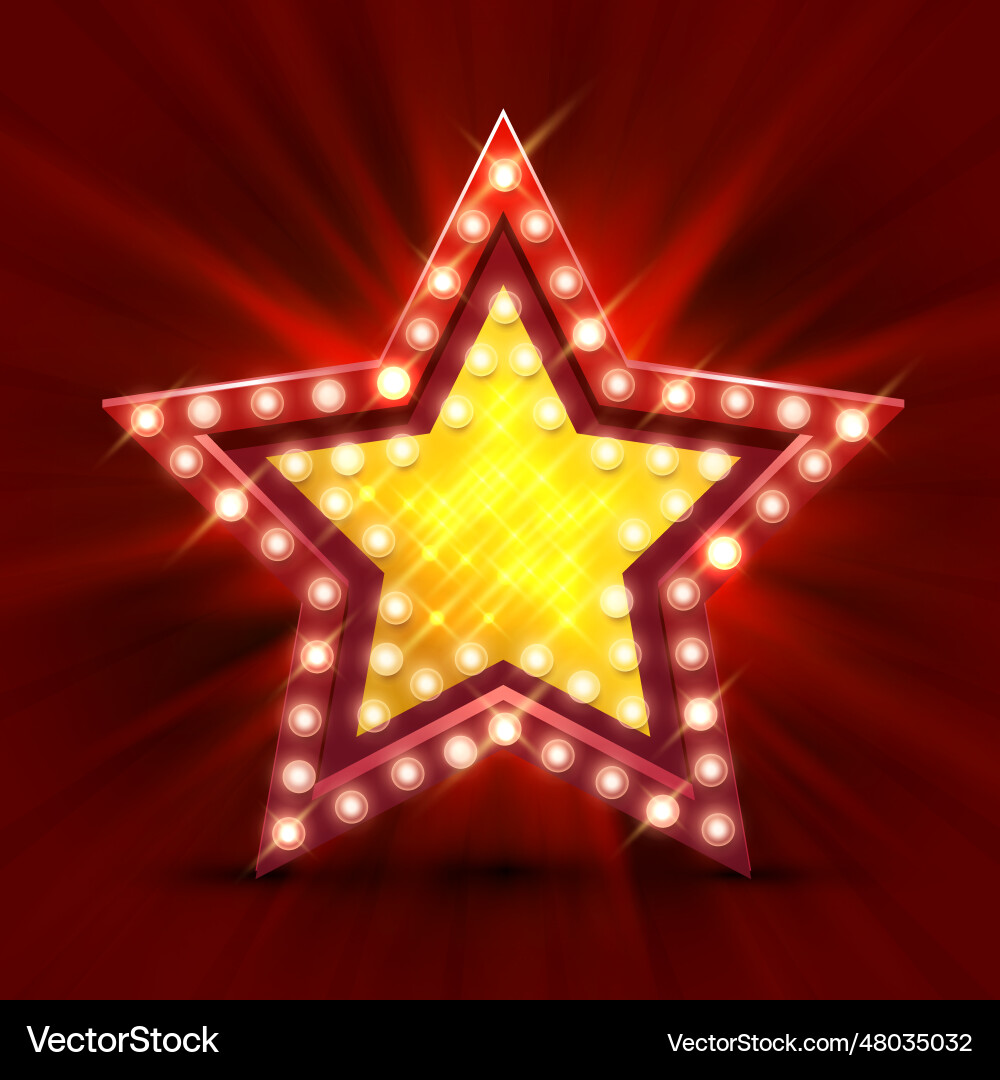 Retro light sign star finest hour Royalty Free Vector Image
