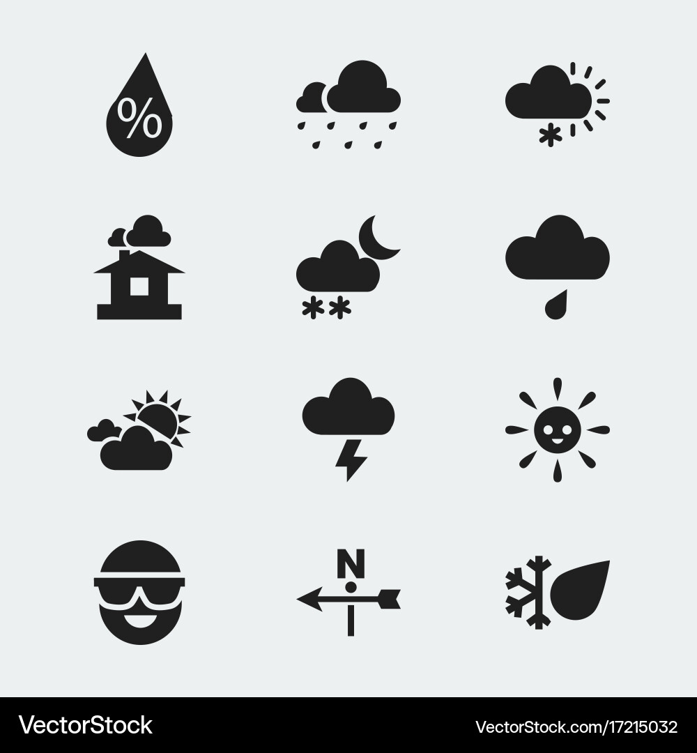 Set 12 editable weather icons includes symbols Vector Image