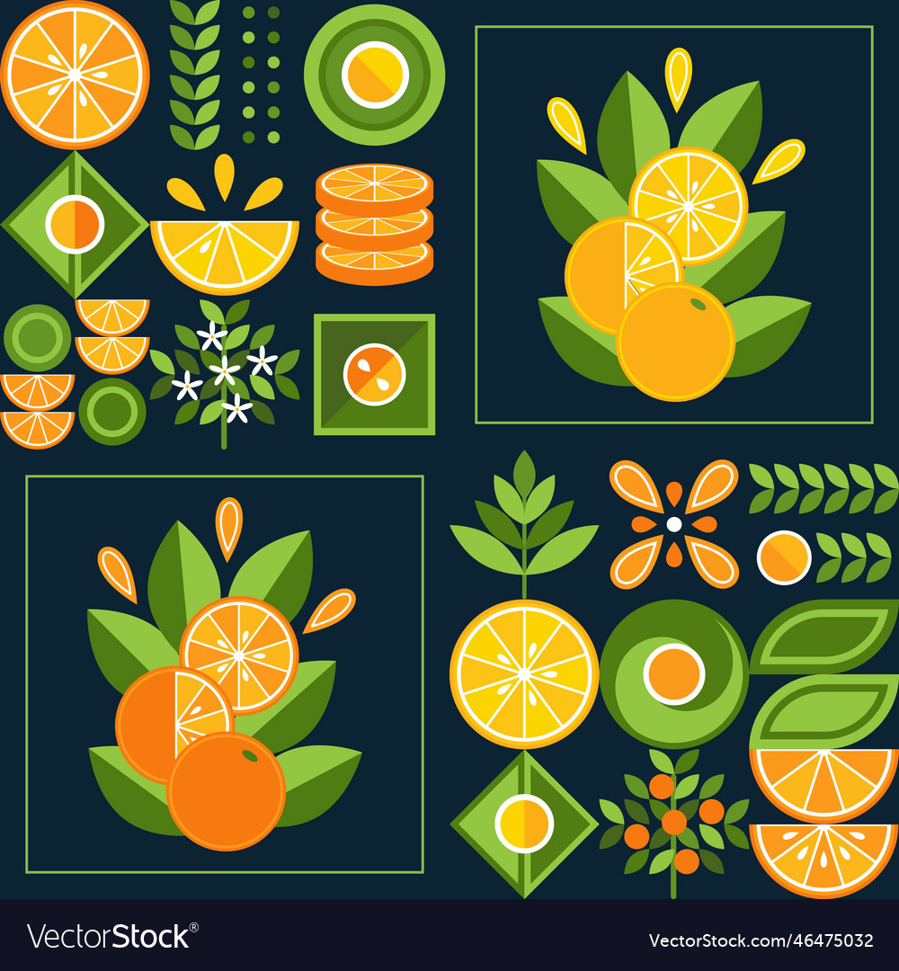 Simple geometric pattern with lemon orange fruits Vector Image